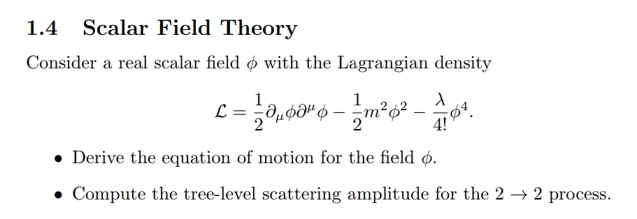Solved 1 4 scalar Field Theoryconsider A Real Scalar Field
