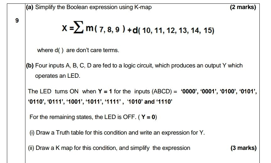Solved (a) Simplify the Boolean expression using K-map (2 | Chegg.com