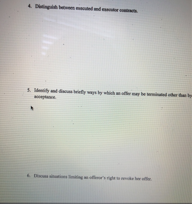 Solved 1. Distinguish between express and implied contracts. | Chegg.com