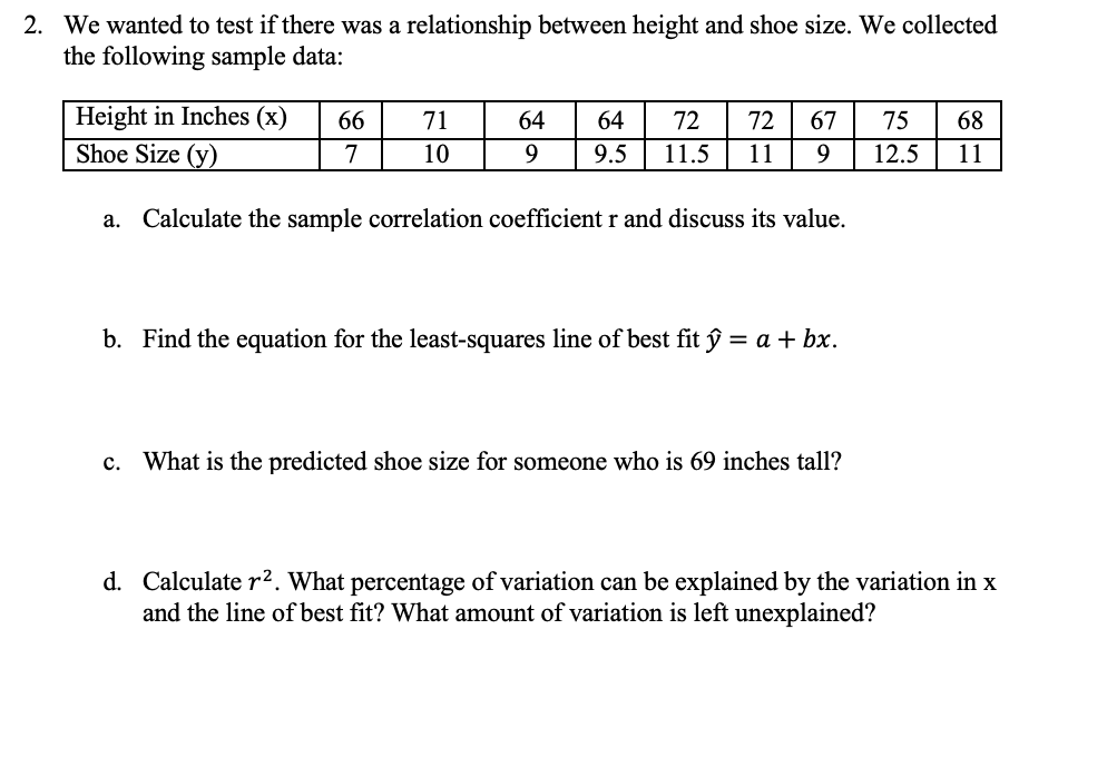 Solved We wanted to test if there was a relationship between | Chegg.com