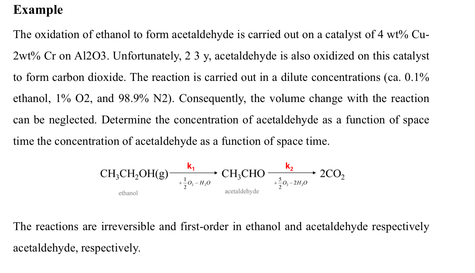 Solved ExampleThe oxidation of ethanol to form acetaldehyde | Chegg.com