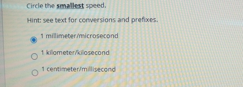 Solved Circle the smallest speed. Hint: see text for | Chegg.com
