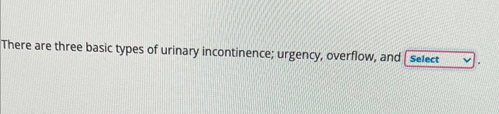 Solved There are three basic types of urinary incontinence; | Chegg.com
