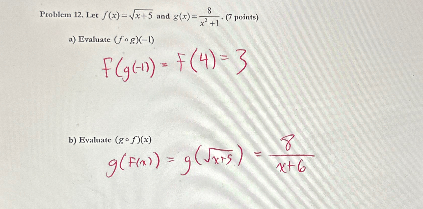 Solved Problem 12. ﻿Let f(x)=x+52 ﻿and g(x)=8x2+1. (7 | Chegg.com