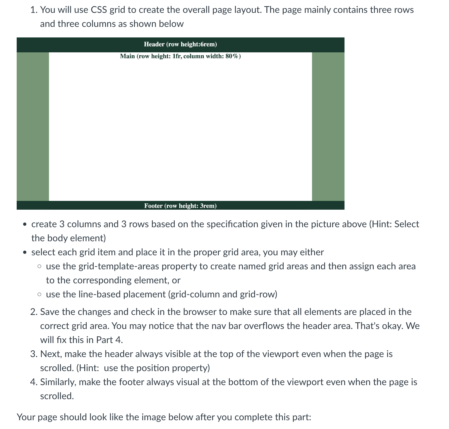 You will use CSS grid to create the overall page | Chegg.com