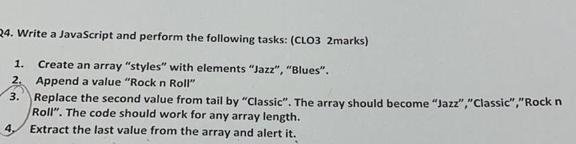 Solved 4. Write a Javascript and perform the following | Chegg.com