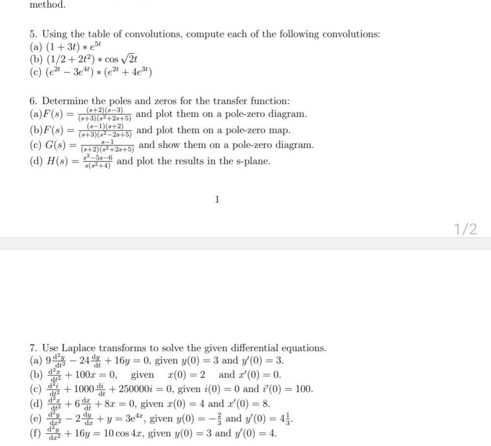 Solved 5. Using the table of convolutions, compute each of | Chegg.com