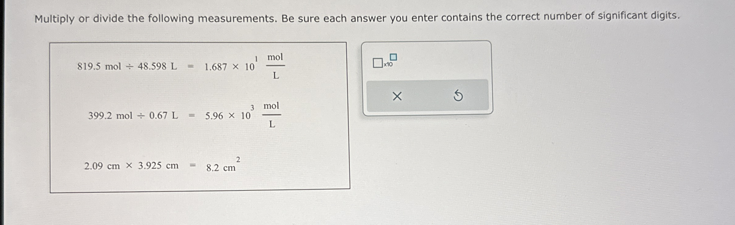 Solved Multiply or divide the following measurements. Be | Chegg.com