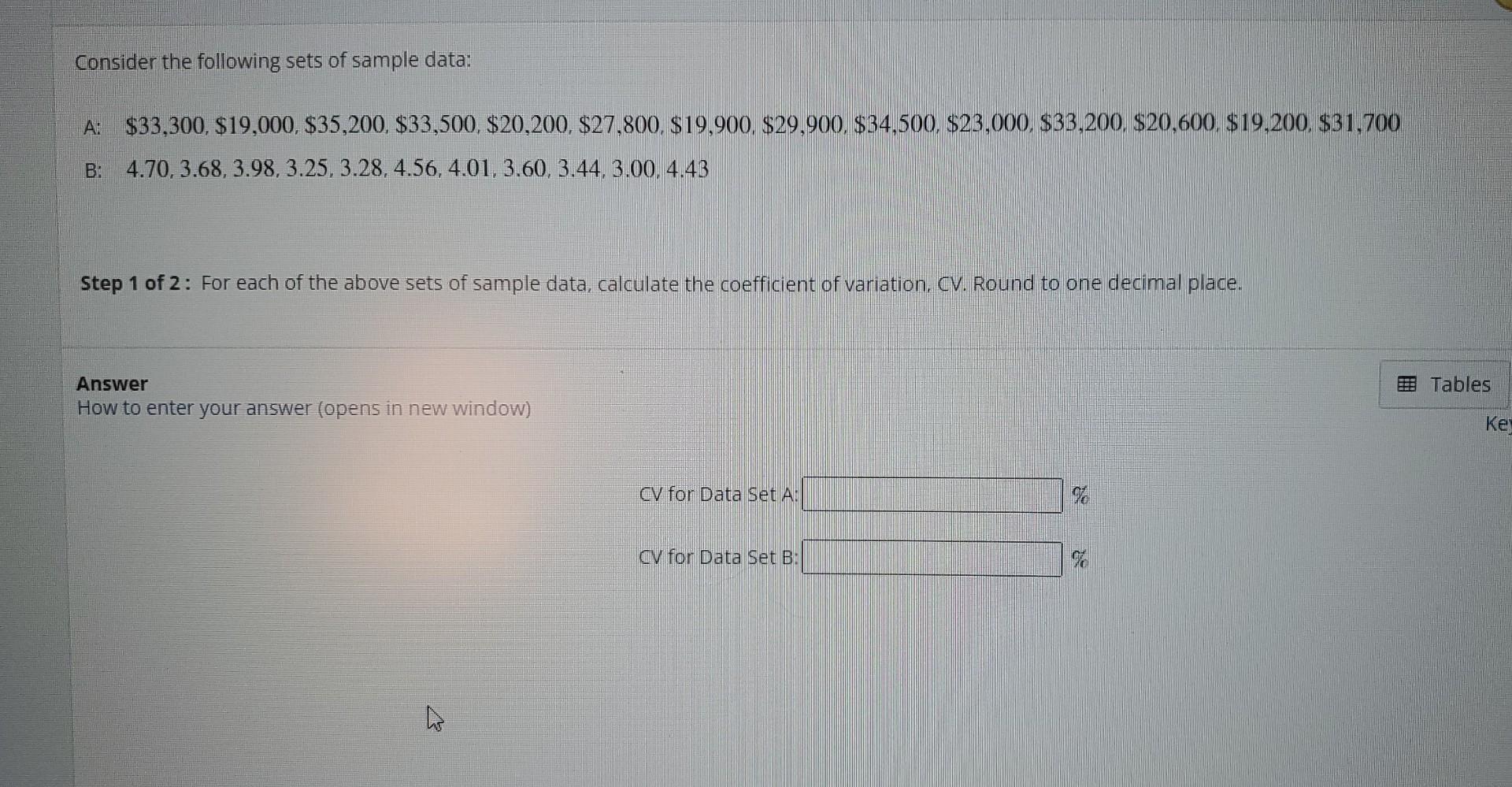 Solved Consider the following sets of sample data: A: | Chegg.com