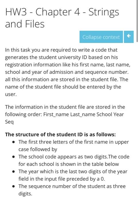 Solved HW3 - Chapter 4 - Strings and Files Collapse context | Chegg.com