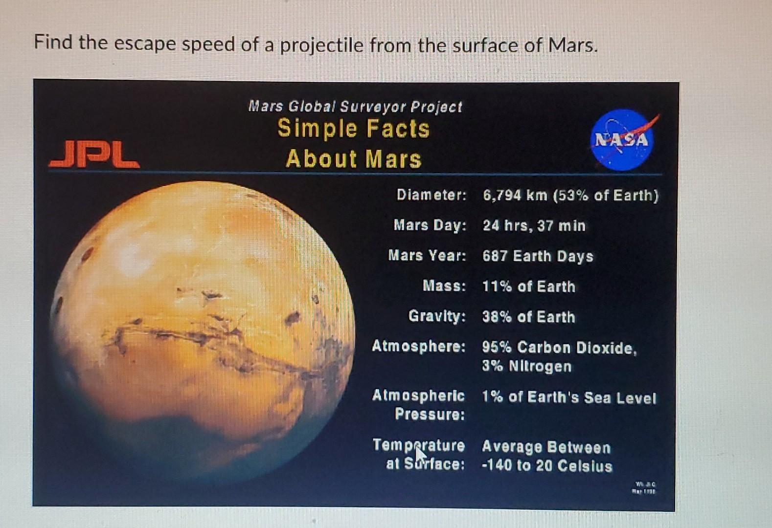 Solved Find the escape speed of a projectile from the | Chegg.com