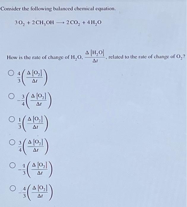 Solved Consider the following balanced chemical equation. | Chegg.com