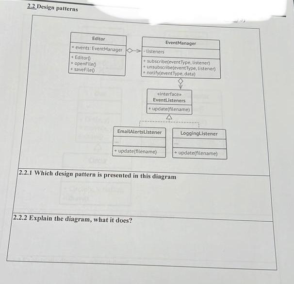 Solved 2.2 Design patterns 2.2.1 Which design pattern is | Chegg.com
