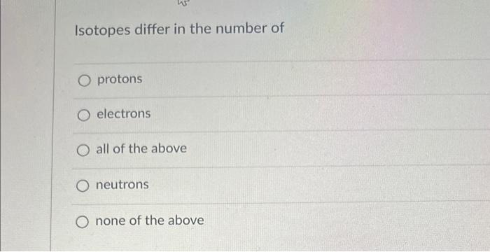 Solved Isotopes differ in the number of protons electrons | Chegg.com