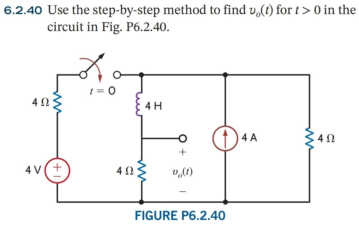 Solved 6.2.40 ﻿Use the step-by-step method to find vo(t) | Chegg.com
