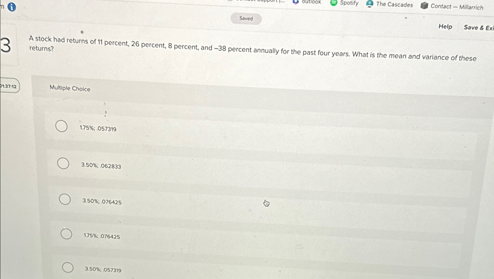 Solved The CascadesContact - ﻿MillarrichHelpSave & | Chegg.com