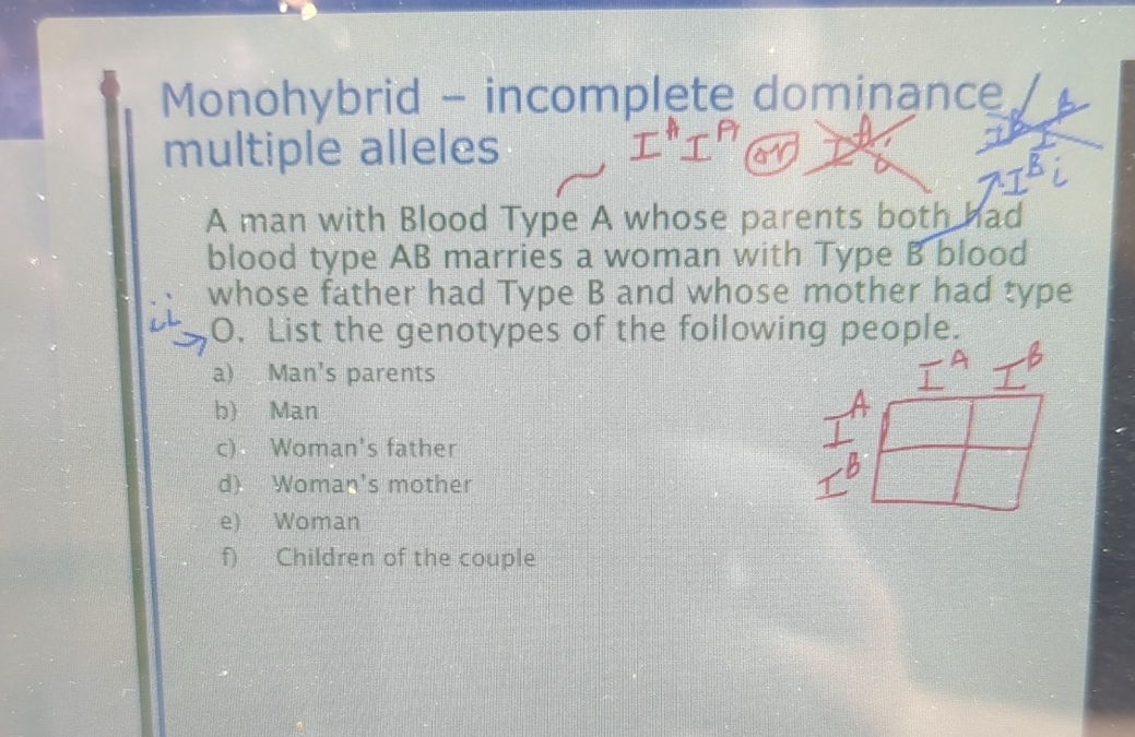 Solved Monohybrid - ﻿incomplete dominance multiple allelesA | Chegg.com