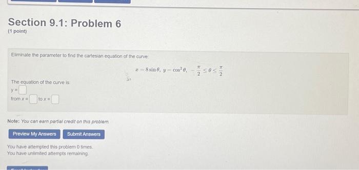 Solved Section 9.1: Problem 6 (1 point) Eliminate the | Chegg.com