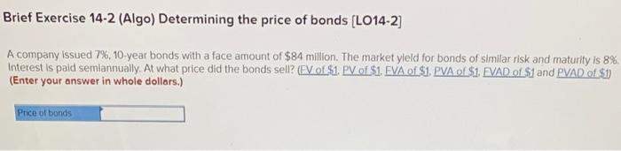 Solved Brief Exercise 14-2 (Algo) Determining the price of | Chegg.com