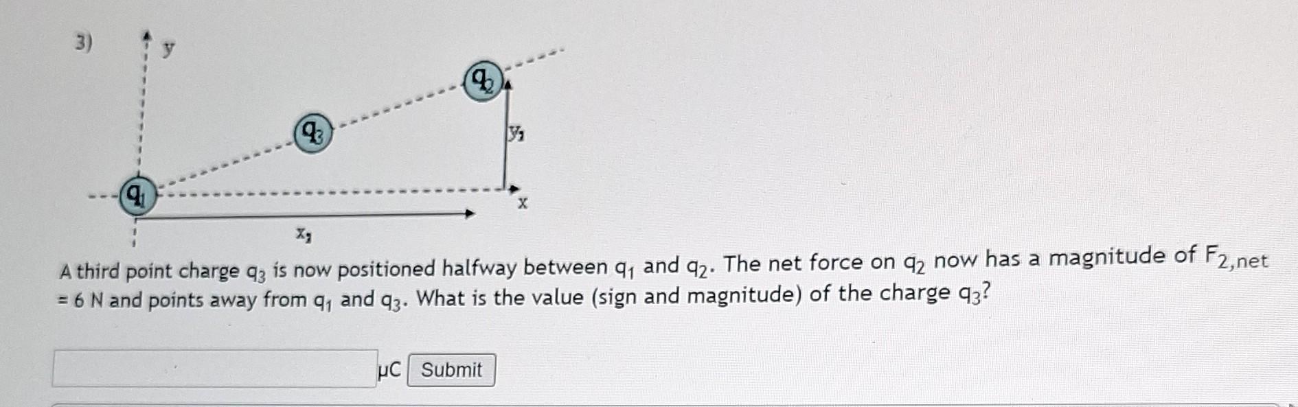 A third point charge q3 is now positioned halfway | Chegg.com