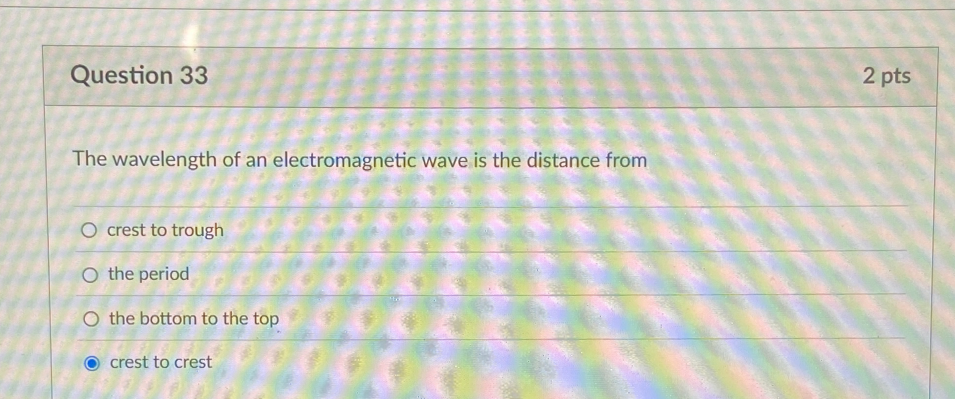 Solved Question 33The wavelength of an electromagnetic wave | Chegg.com