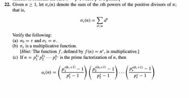 Solved 2. Given n≥1, let σs(n) denote the sum of the s th | Chegg.com