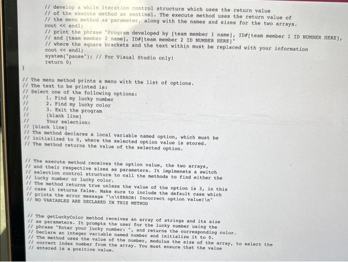 Solved \#include using namespace std; I/ Method prototypes | Chegg.com