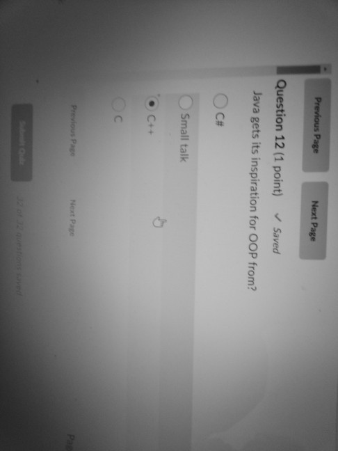 Solved Previous Page Next Page Question 12 (1 point) Saved | Chegg.com