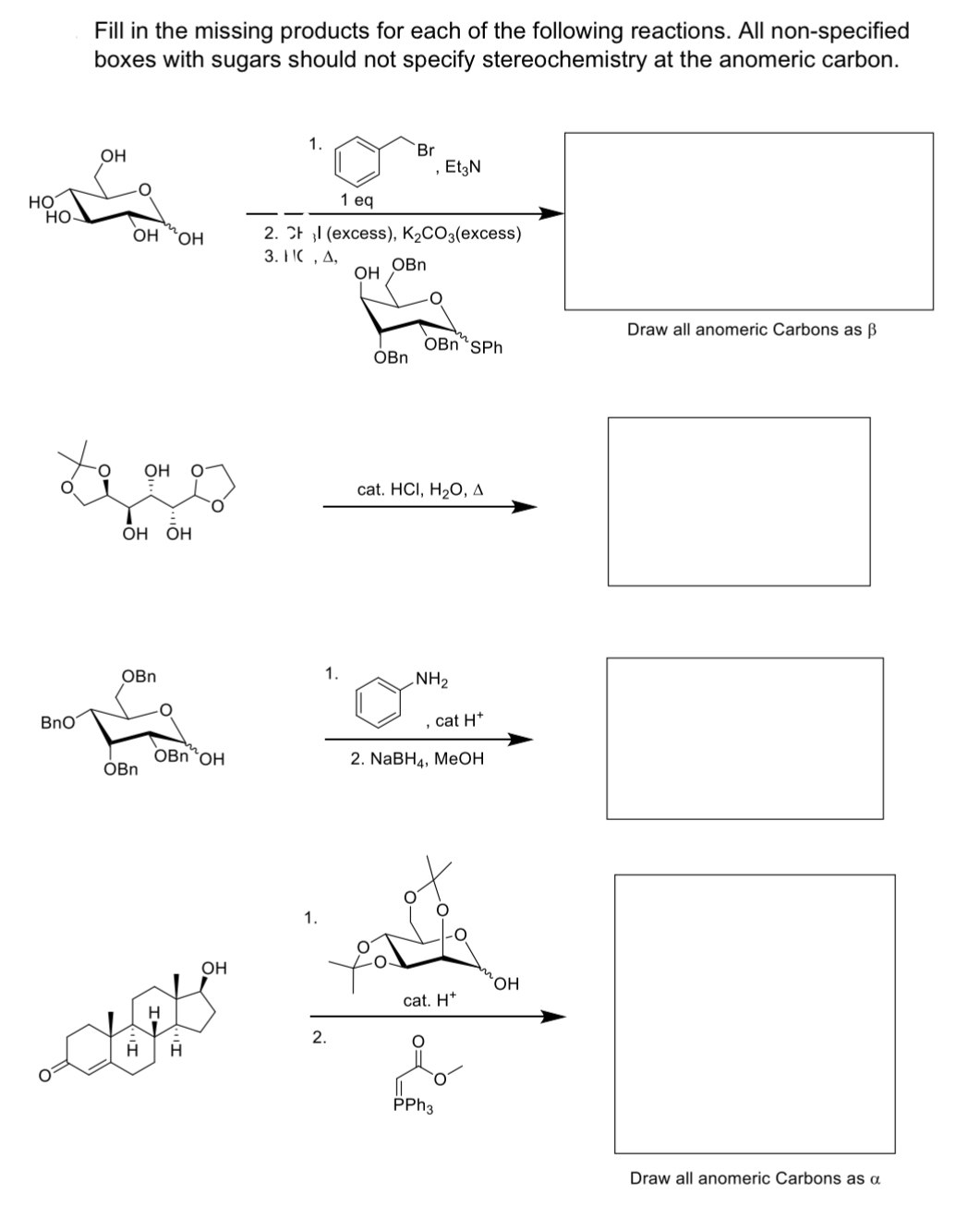 Fill in the missing products for each of the | Chegg.com