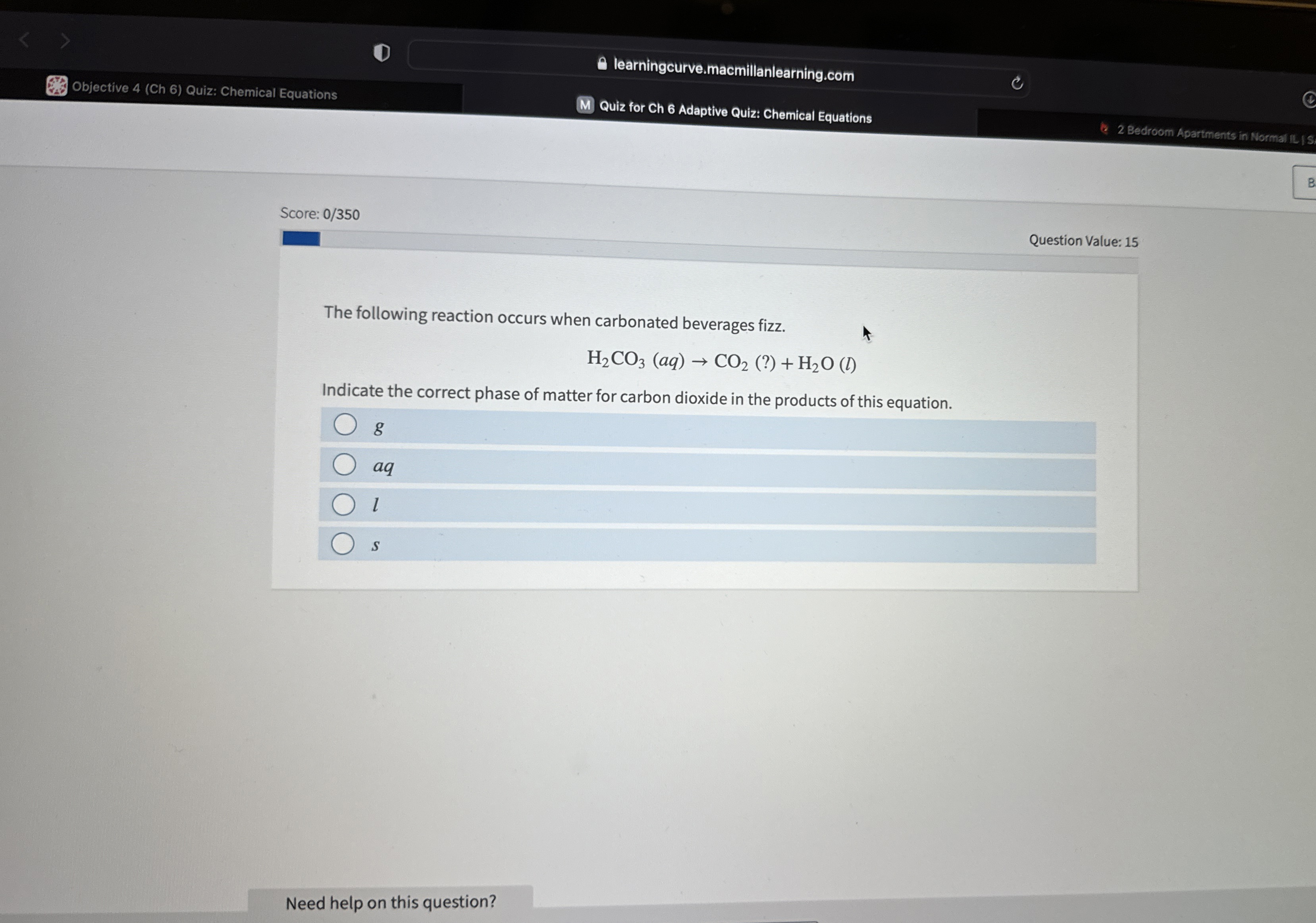 Solved The following reaction occurs when carbonated | Chegg.com