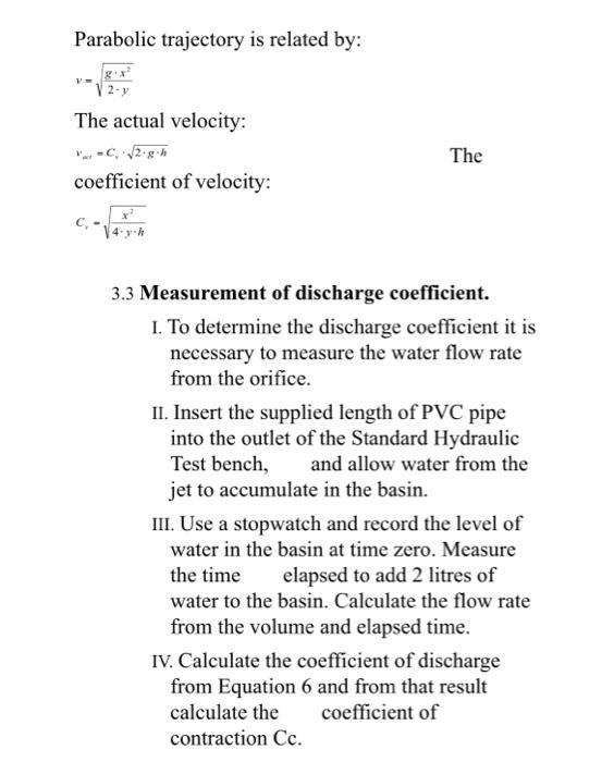 Solved EXPERIMENT 2 FLOW THROUGH AN ORIFICE 1. AIM To | Chegg.com