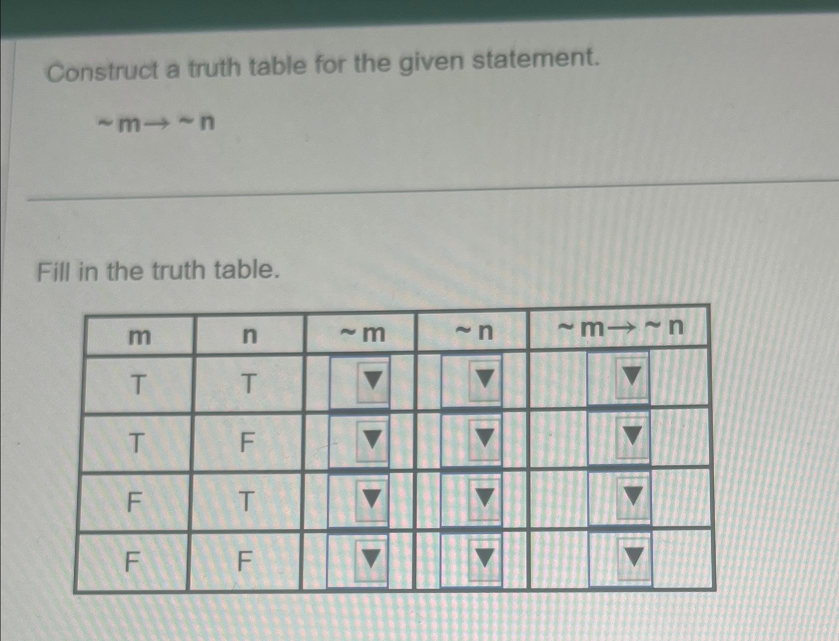 Solved Construct a truth table for the given | Chegg.com