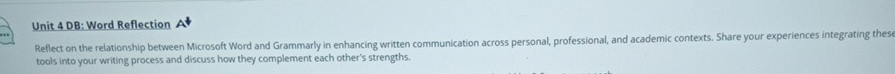 Solved Unit 4 ﻿DB: Word ReflectionReflect on the | Chegg.com