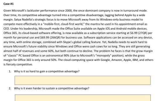 Solved Case #1 Given Microsoft's lackluster performance | Chegg.com