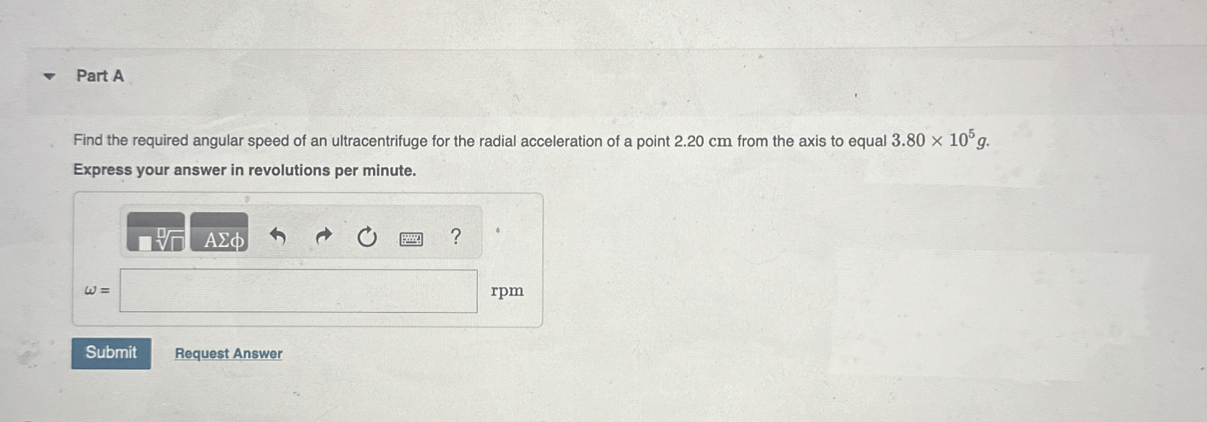 Solved Part AFind the required angular speed of an | Chegg.com Solved Part AFind the required angular speed of an | Chegg.com
