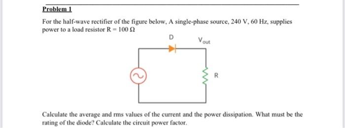Solved For the half-wave rectifier of the figure below, A | Chegg.com