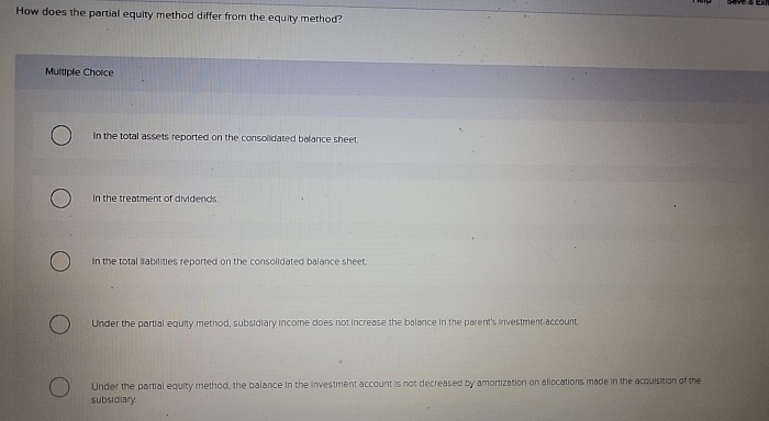 Solved How does the partial equity method differ from the | Chegg.com