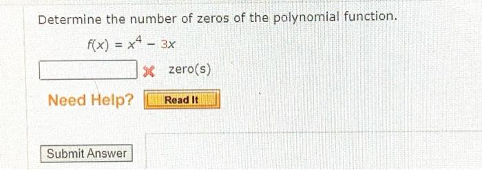 Solved Determine the number of zeros of the polynomial | Chegg.com