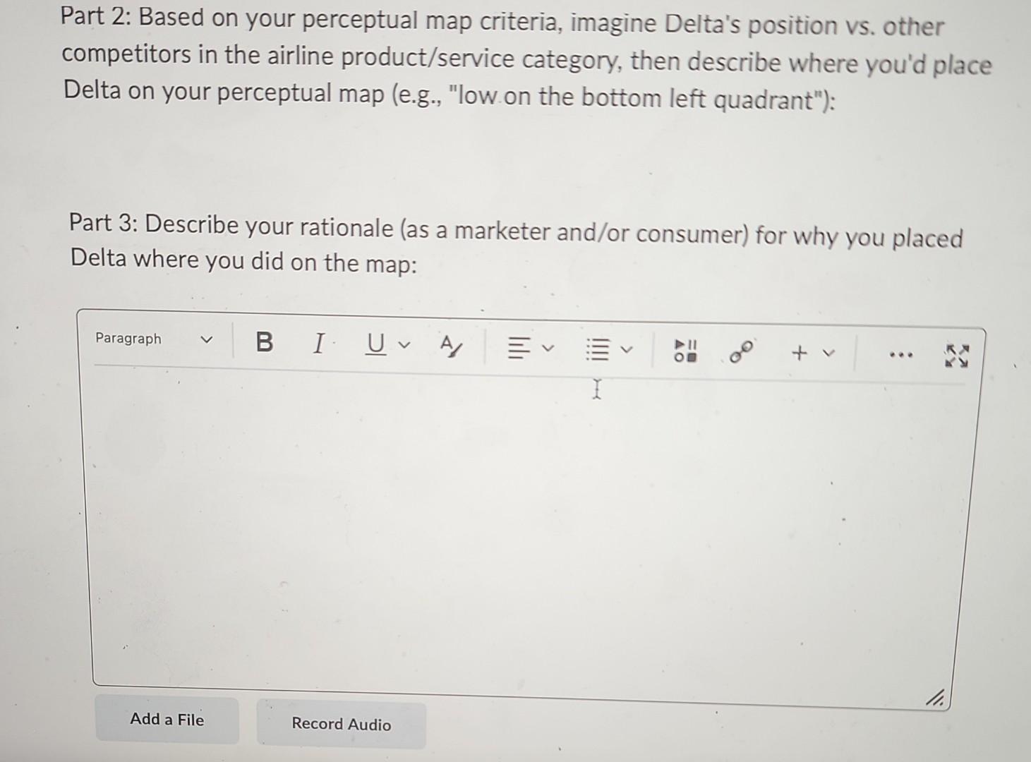 Perceptual Mapping for Delta Demonstrate your | Chegg.com