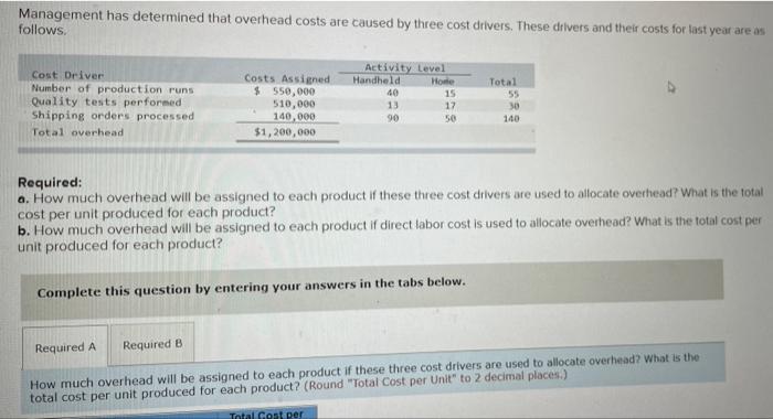 Solved Exercise 9-43 (Algo) Activity-Based versus | Chegg.com
