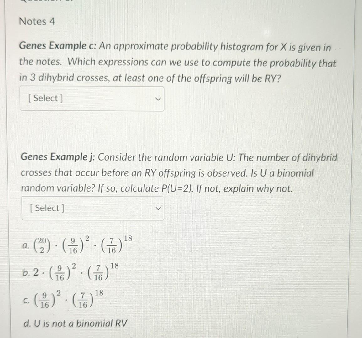 Genes Example c: An approximate probability histogram | Chegg.com