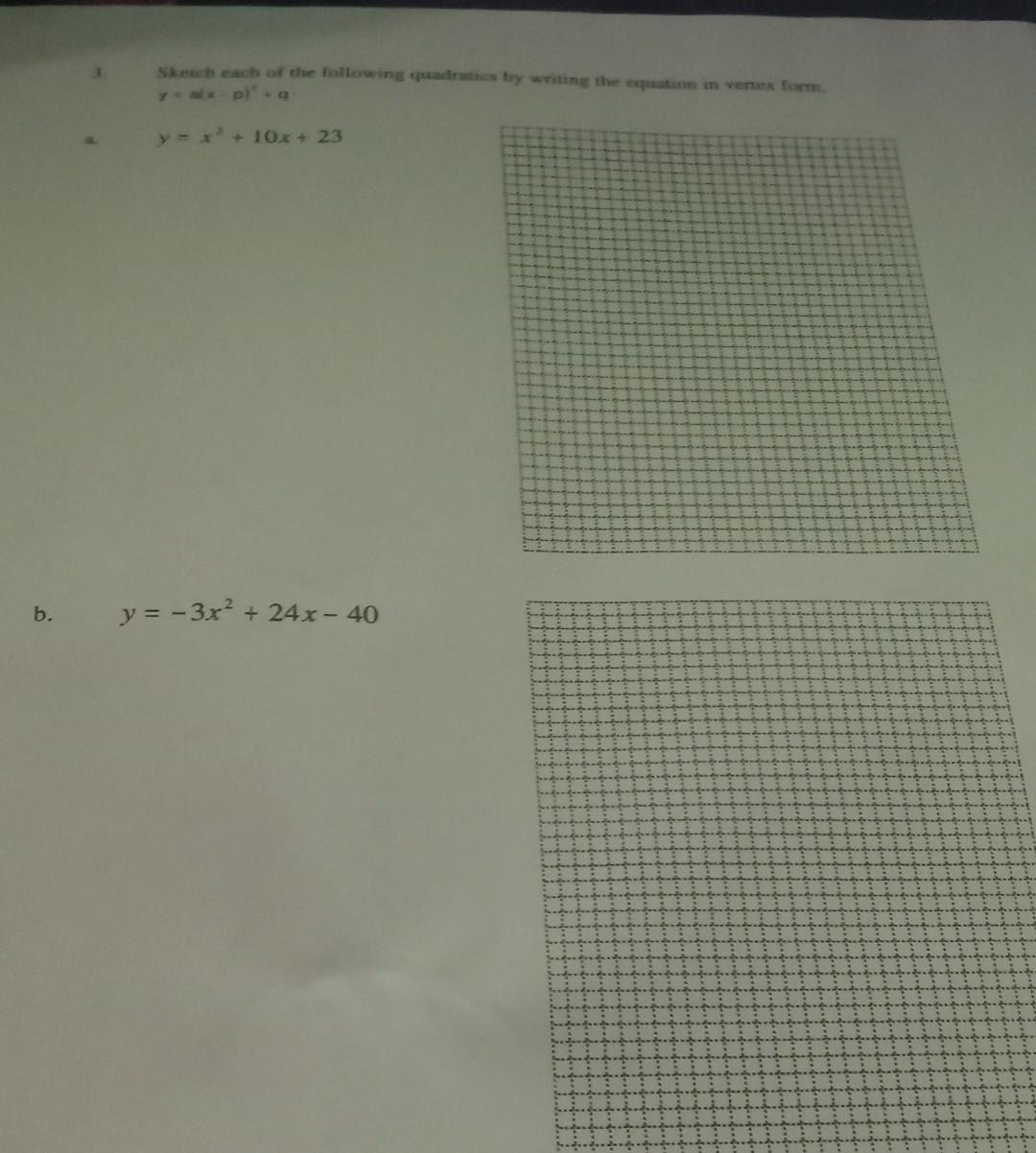 Solved Sketch each of the following quadratics using a table | Chegg.com