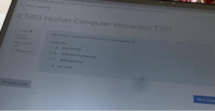 Solved ICT203 Human Computer Interaction T221 Pochology De | Chegg.com