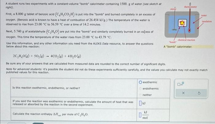 Solved A student runs two experiments with a constant-volume | Chegg.com