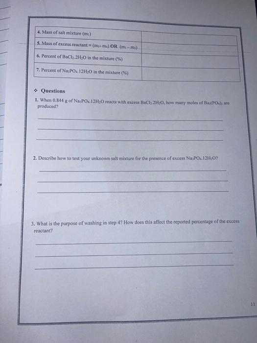Solved A. Precipitation of Ba3(PO4)2: Unknown number: 1. | Chegg.com