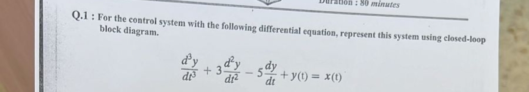 Solved Q. 1 ﻿: For the control system with the following | Chegg.com