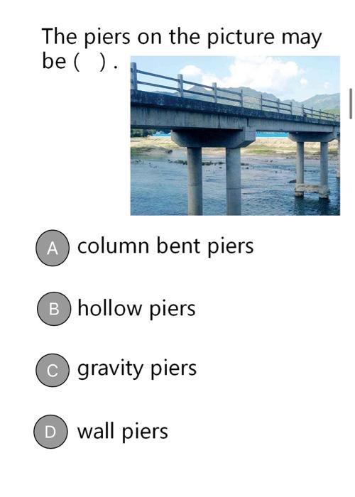 Solved The piers on the picture may be ( ). column bent | Chegg.com