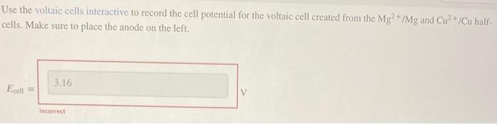 Solved Use the voltaic cells interactive to record the cell | Chegg.com