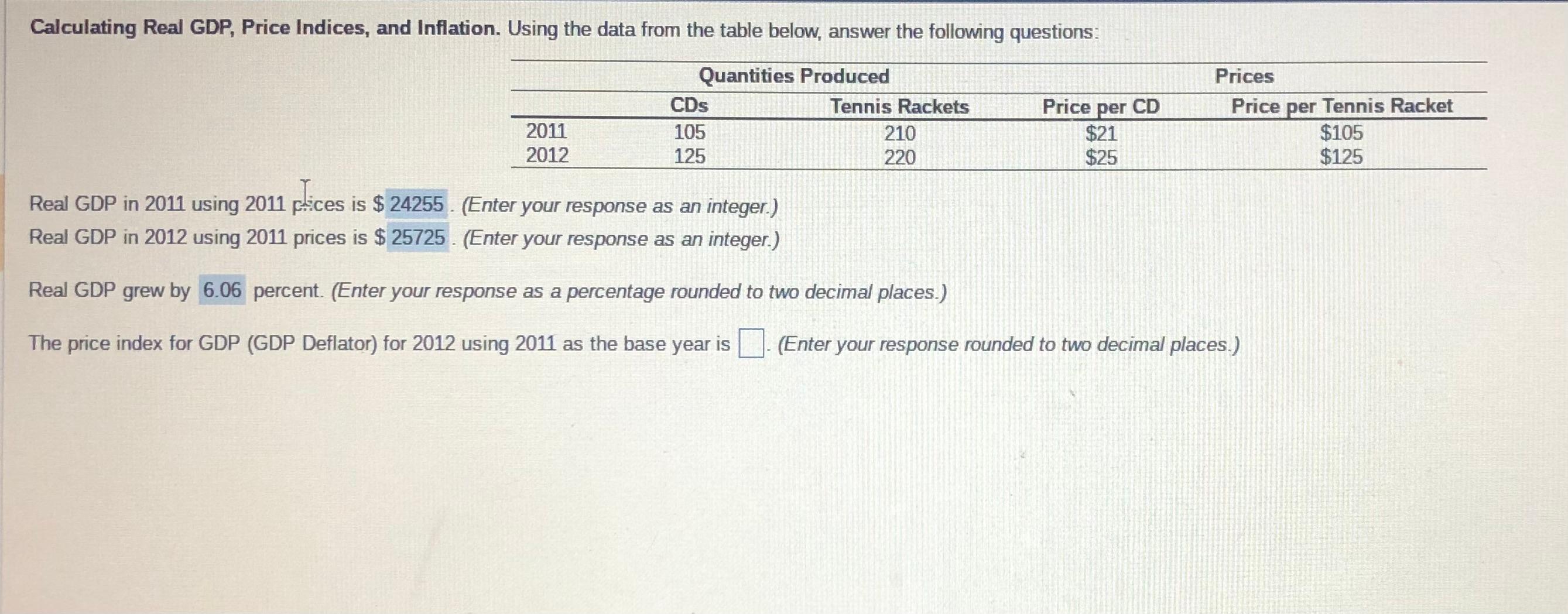 Solved Calculating Real GDP, ﻿Price Indices, and Inflation. | Chegg.com