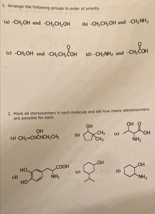 Solved 1. Arrange the following groups in order of priority. | Chegg.com